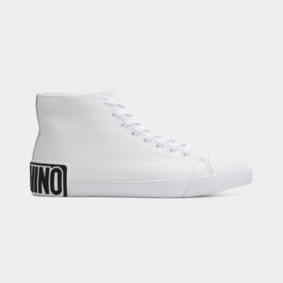 Moschino | Shoes | Full White Leather With Black Writing | Poshmark